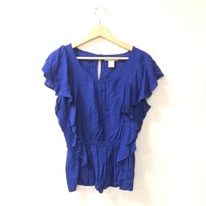 WD.NY | Tops | Wdny Large Cobalt Blue Ruffle Blouse | Poshmark